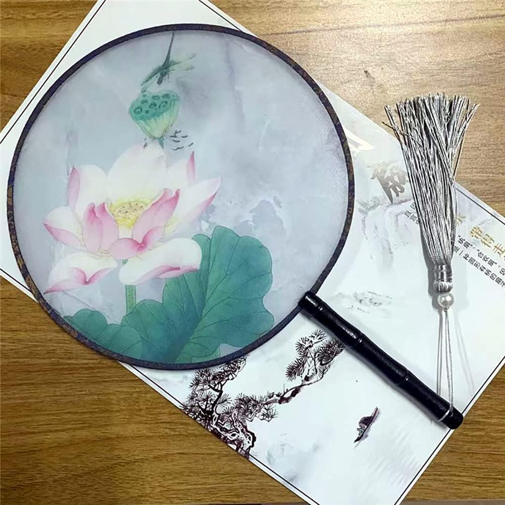 Amazon.com: WDXIN Chinese Round Fan, Translucent Silk Ancient Hand Fan ...