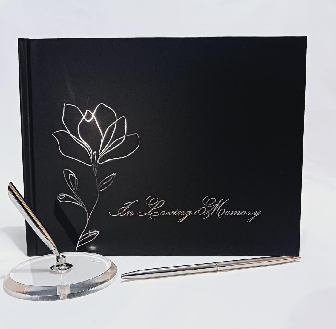 Amazon.com: M&L STORE Funeral Guest Book with Silver Pen and Pen Holder ...