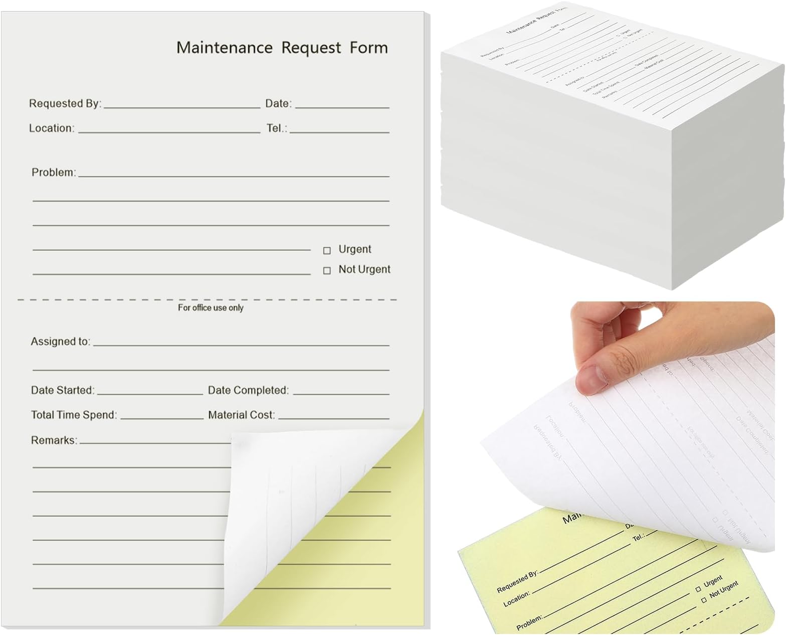 Amazon.com : Clabby 200 Sets Maintenance Request Book/Forms/Slips, 2 ...