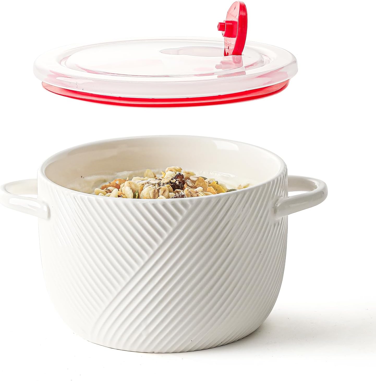 Amazon.com: Adewnest Ceramic Bowl with Lid: 20 oz Microwave Safe Food ...