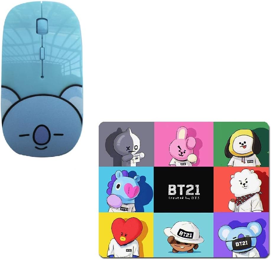 PINGJING Kpop BTS Bangtan Boys Cartoon Figure Wireless Mouse and Mouse ...