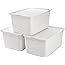 Amazon.com - EZOWare set of 4 Lidded Storage bins, Small Plastic ...