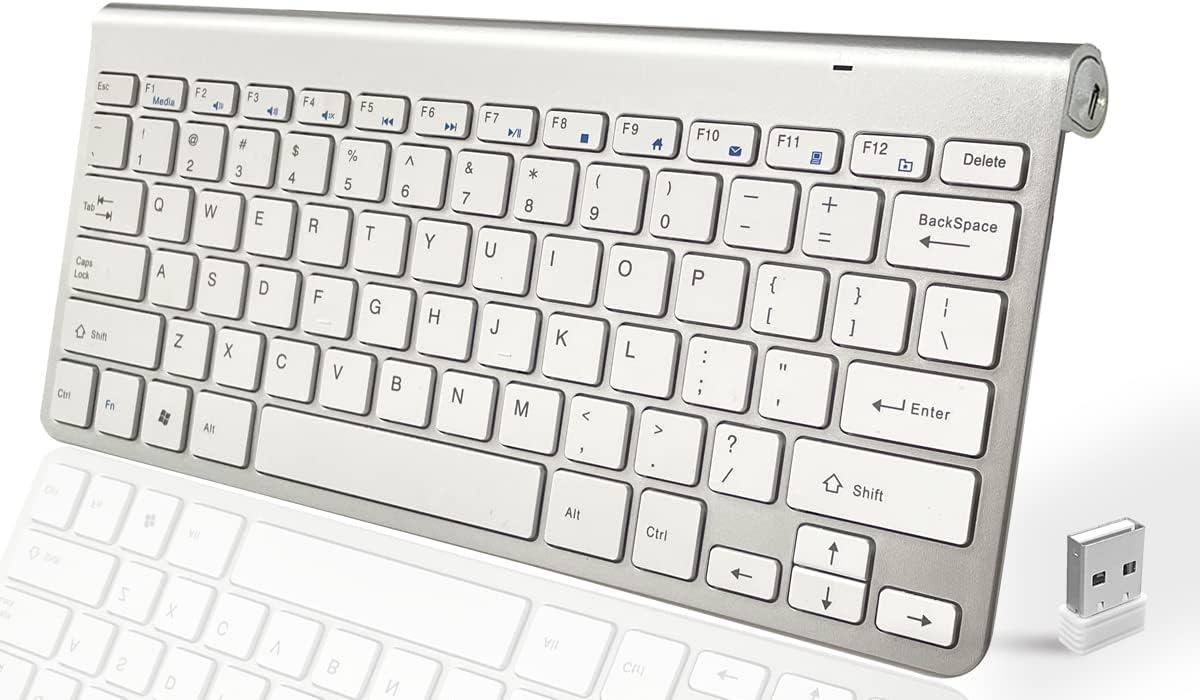 Vickey Wireless Keyboard, Rechargeable Compact Keyboard with Media ...