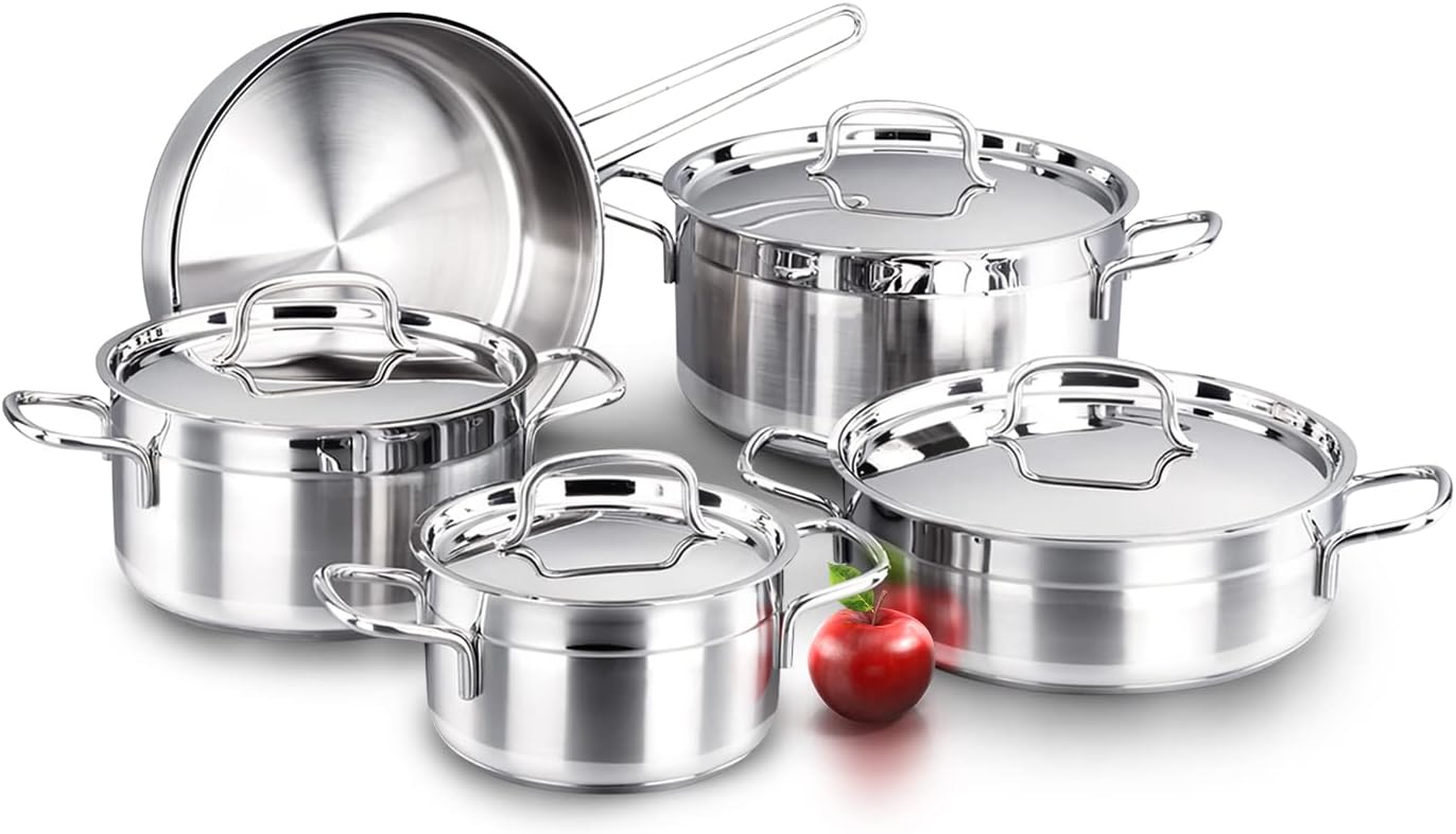 DELICI Cookware Set Stainless Steel 9 Pcs (DSK 9W) | Superior 304 Grade ...