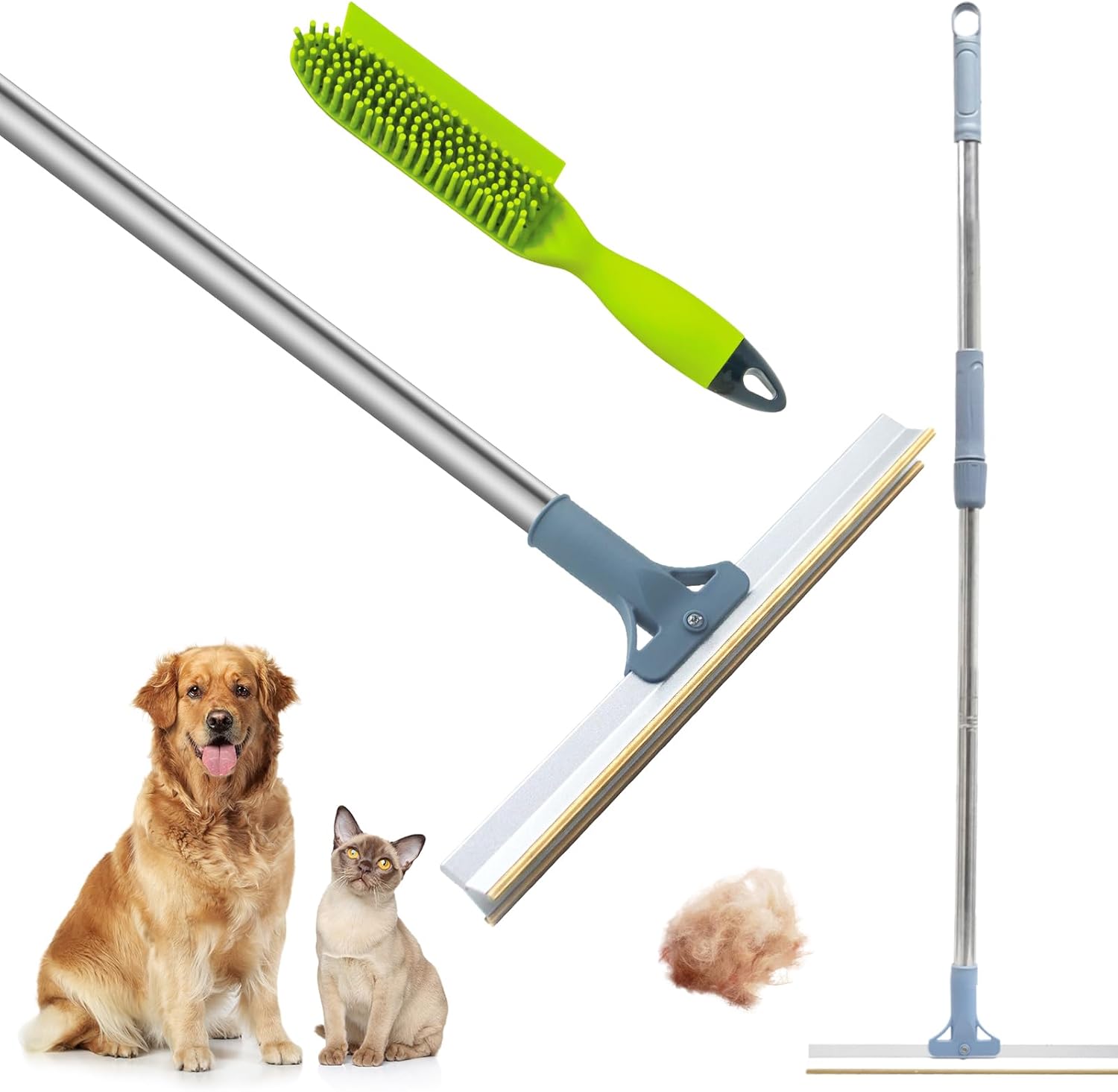 Amazon.com: Carpet Rake Pet Hair Remover with Adjustable 55" Long ...