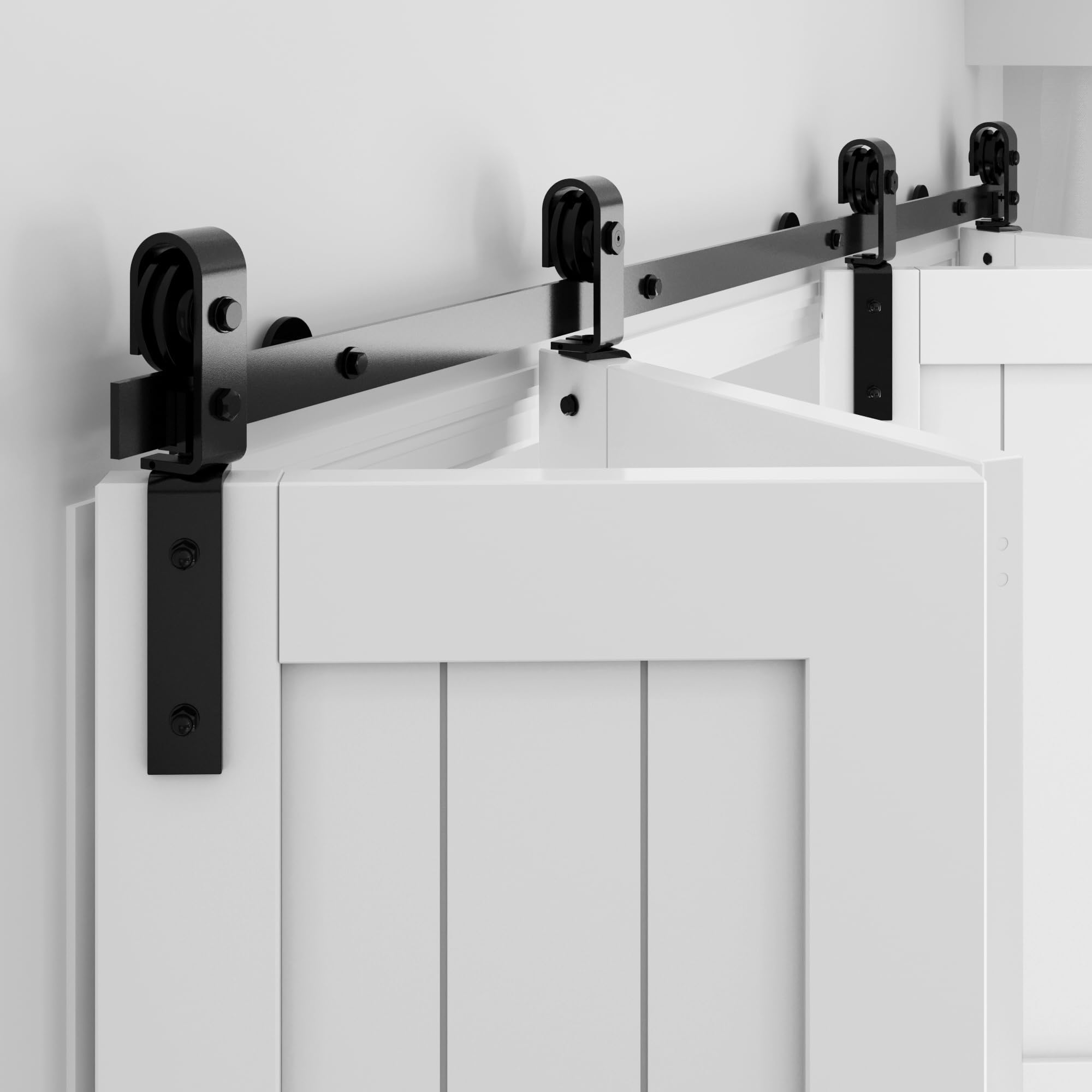 36 in. x 80 in. 1 Panel Shaker Primed MDF Composite Bi-Fold Barn Door ...