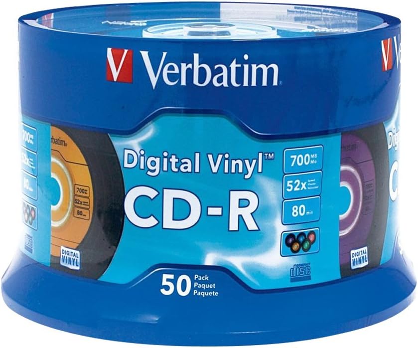 Verbatim CD-R 80min 52X with Digital Vinyl Surface 50pk Spindle - Blue ...