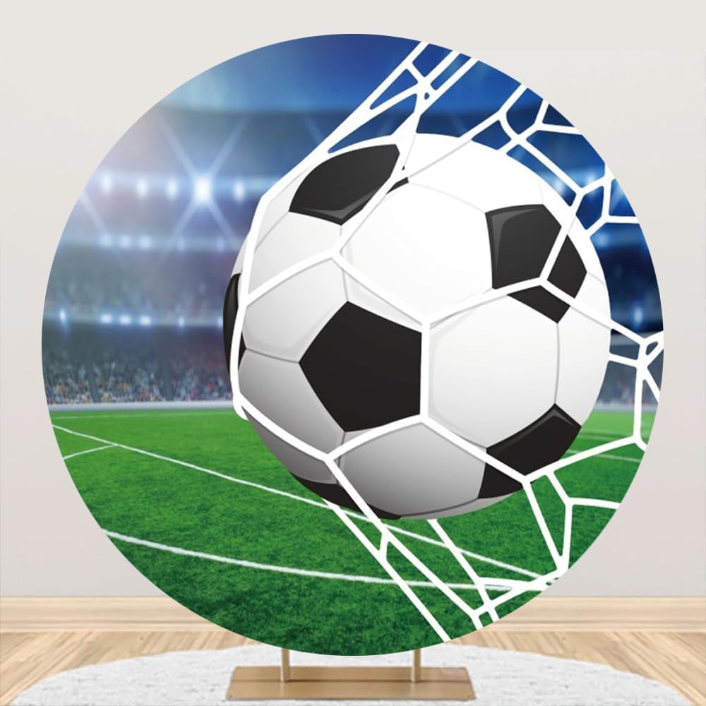 Amazon.com : Laeacco 7.5x7.5ft Soccer Round Backdrop Football Stadium ...