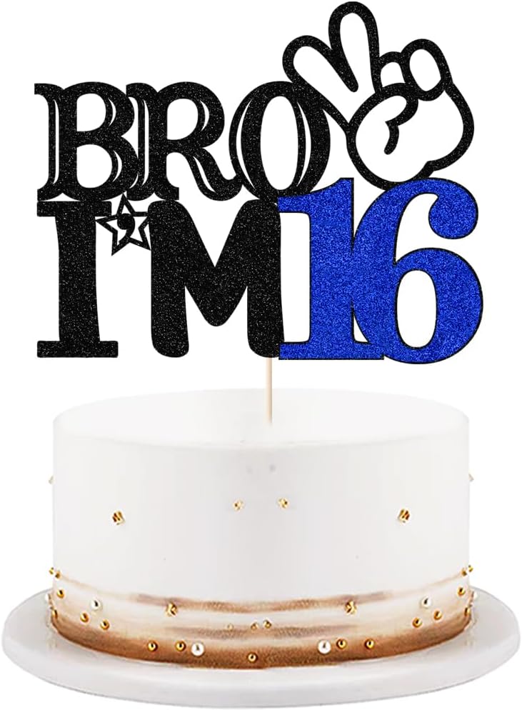 Amazon.com: Bro I'm 16 Cake Topper- 16th Birthday Cake Picks ...
