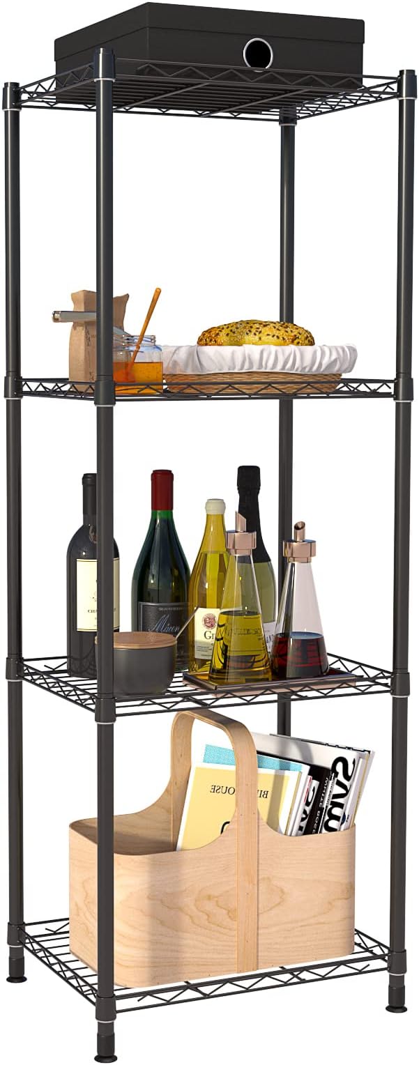 Amazon.com: ZHAZHADI 4 Tier Fixed Layer Spacing Storage Shelf Metal ...