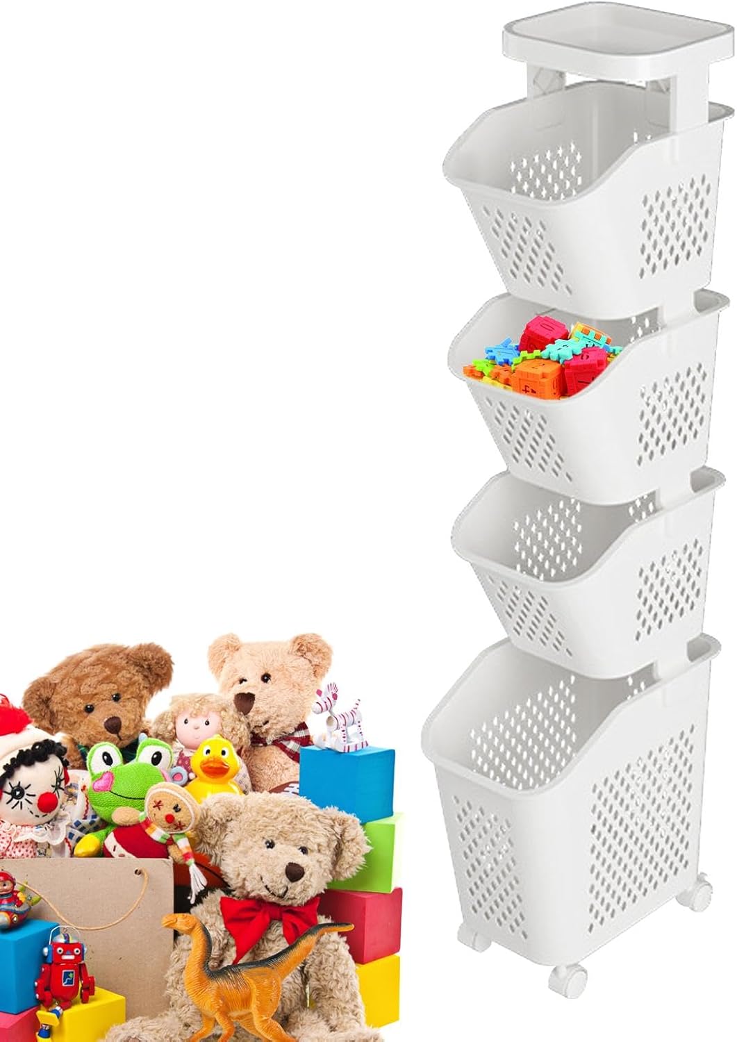 Rolling Laundry Basket - Clothes Storage Basket, Multilayer Basket for ...