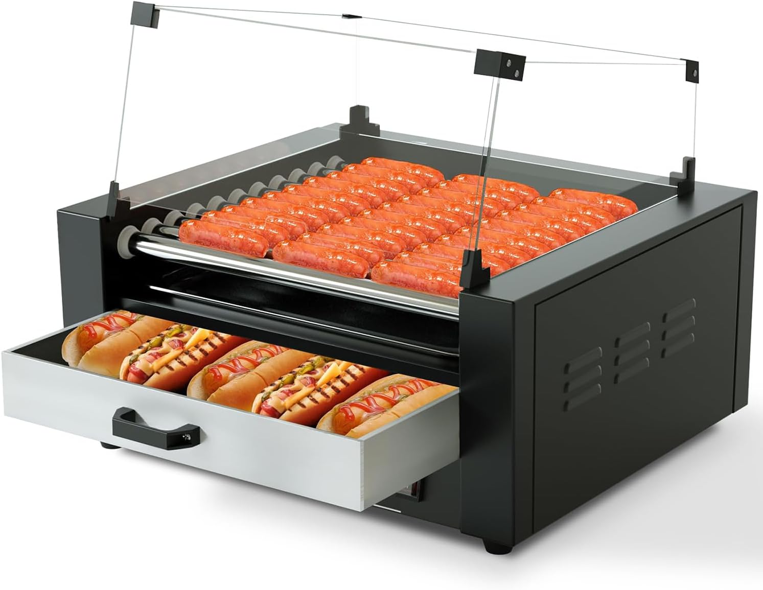 HYQNG Commercial Hot Dog Roller Machine, 1700W Sausage Grill Cooker ...