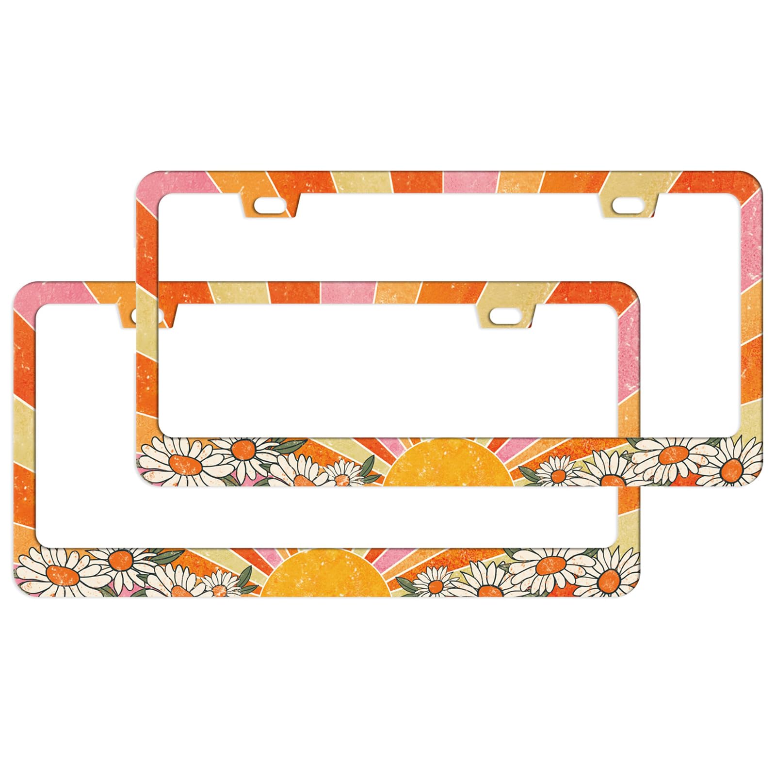Amazon.com: Retro Sun License Plate Frames - 2Pcs Daisy Flowers License ...