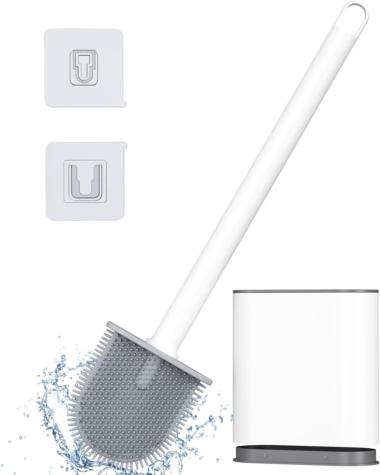 Ibergrif Brosse WC Silicone Plate- Brosse Toilette et Supports, Anti-goutte, Antibactérienne ...