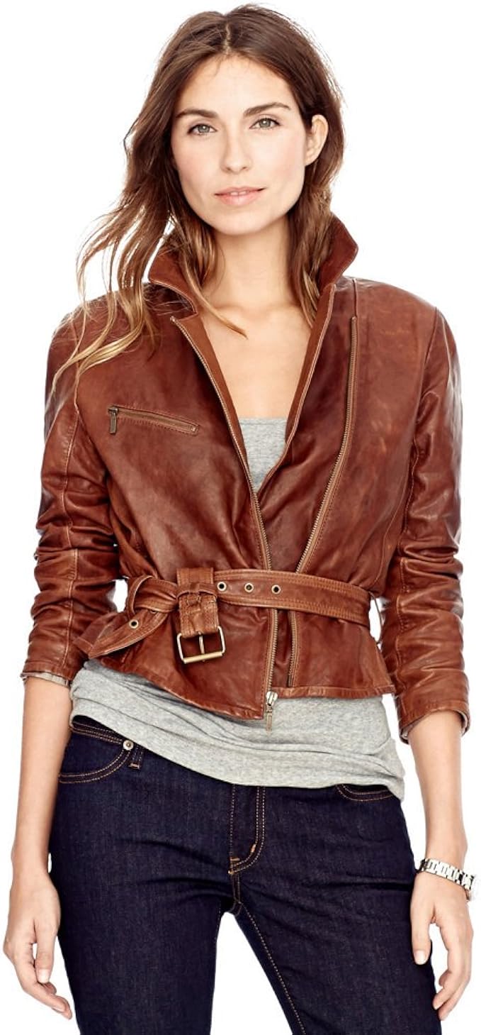 Fossil Amber Leather Jacket Wc5243235s Color: Camel at Amazon Women's ...