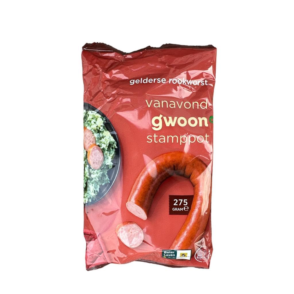 Gwoon Gelderse Rookworst Räucherwurst Geräucherte Wurst 275g : Amazon ...