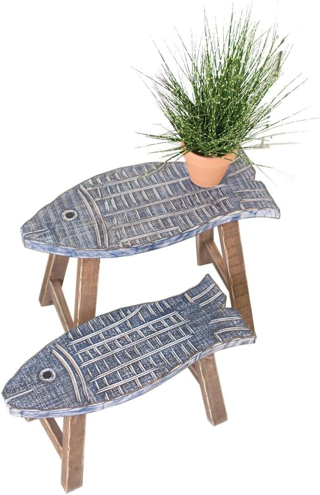 Amazon.com: Kalalou CMN1228 Set of Two Wooden Fish Stools, Grey : Home ...