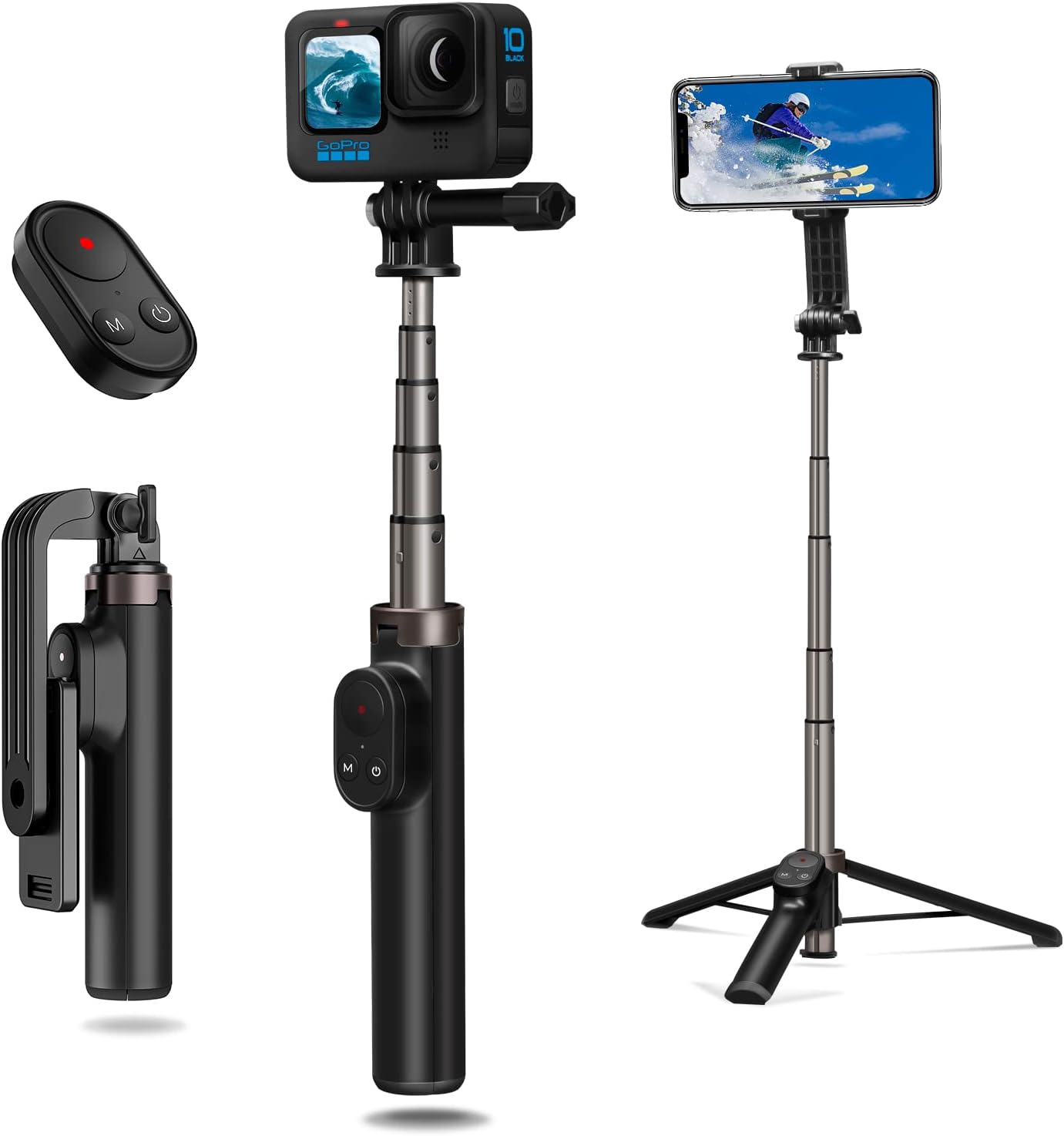 AuyKoo Selfie Stick Tripod with Wireless Bluetooth Remote Control for ...