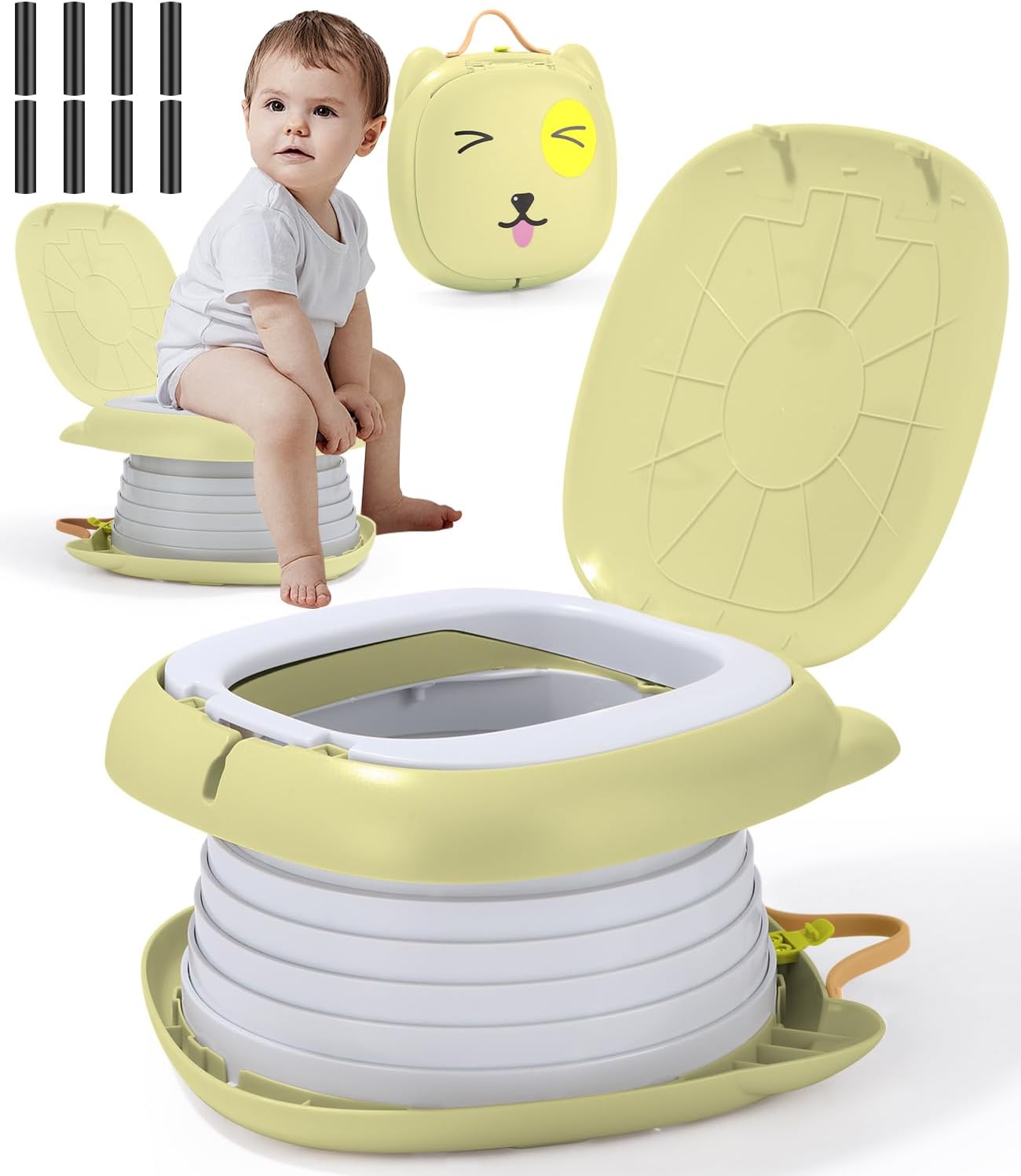 GUHAOOL Pot de Voyage Enfant Pliable, Pot Bebe Enfants 3-in-1 Siège ...