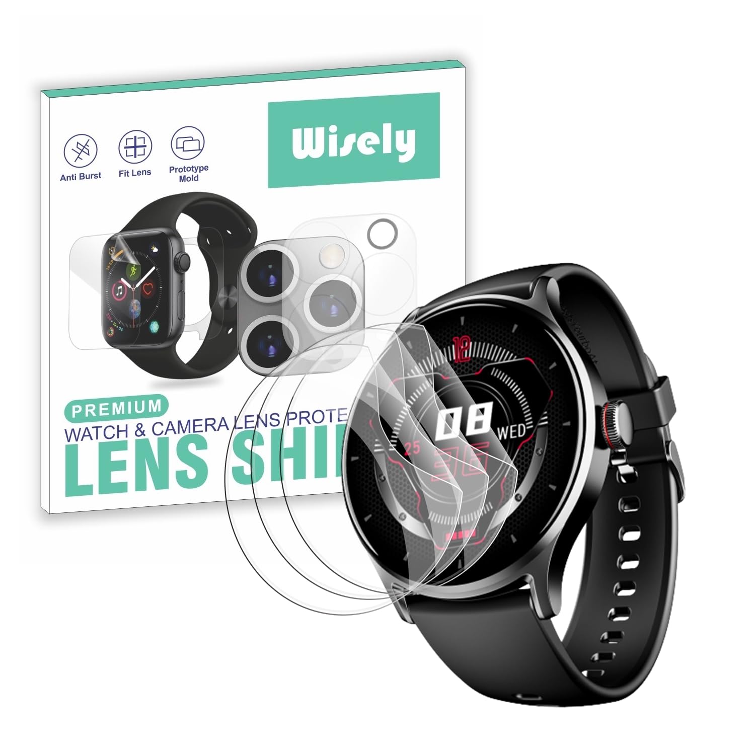 Wisely |3pcs| Screen Guard Protector For Boat Lunar Vista Smartwatch |1.52"| Bubble Free, Easy ...