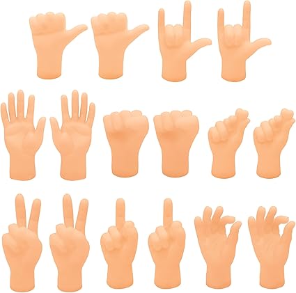 Amazon.com: 16 Pcs Tiny Finger Hands Mini Rubber Finger Puppets ...