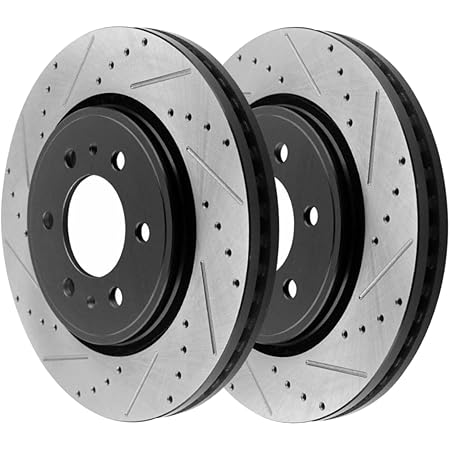 Amazon.com: AutoShack PR64155DSZPR Front Drilled Slotted Brake Rotors Silver Pair of 2 Driver ...