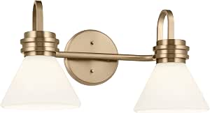 Kichler Farum 2-Light Bathroom Vanity Light Fixture with Opal Glass ...