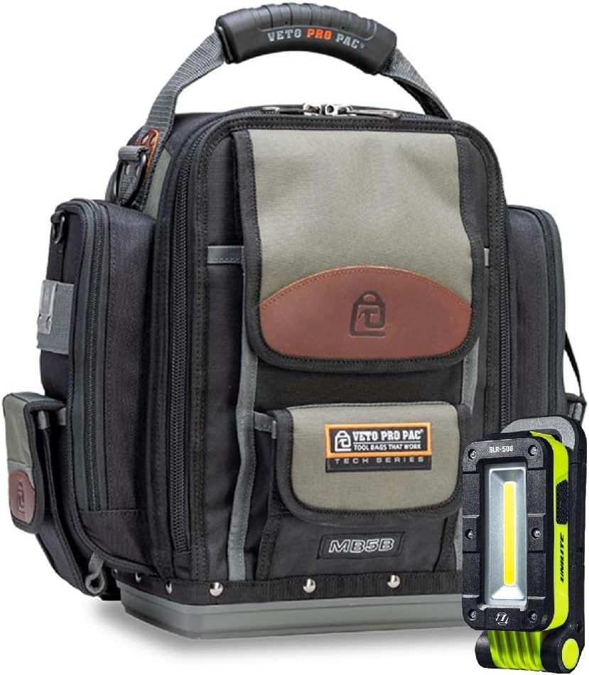 Pro Pac MB5B Technician Tool Bag with 500 Lumen Inspection Light | 14 ...