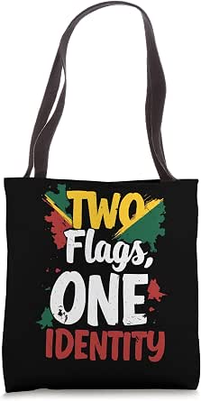 Amazon.com: Half Haitian Half Guyanese Guyana Flag Haiti Tote Bag ...
