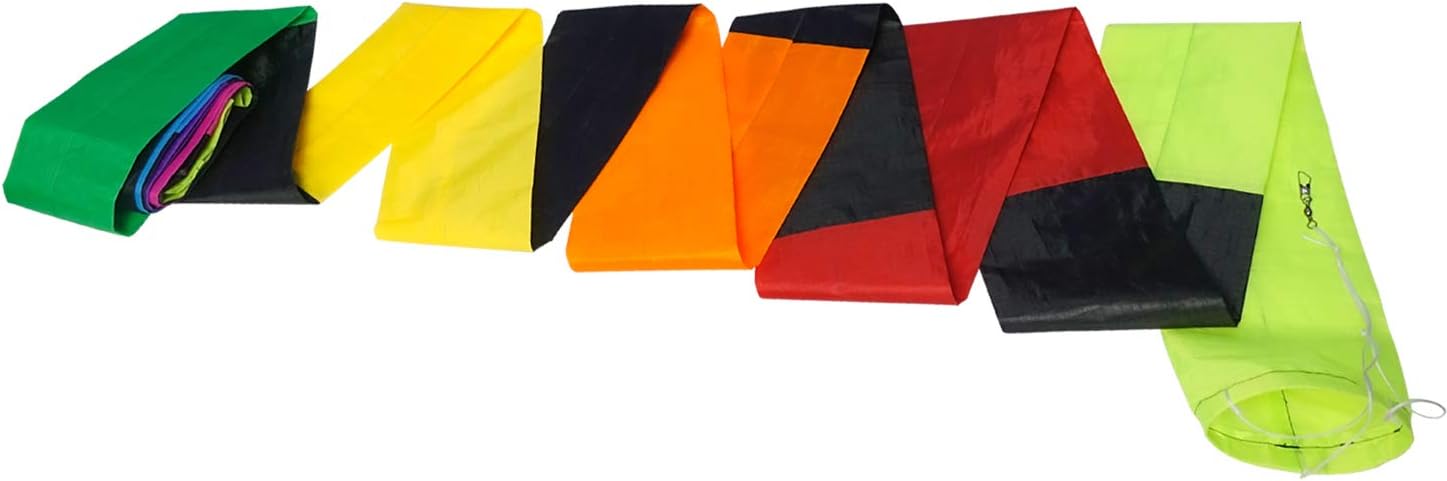 emma kites 6.5m Kite Tube Tail Black Rainbow Colorful Long Kite Line ...