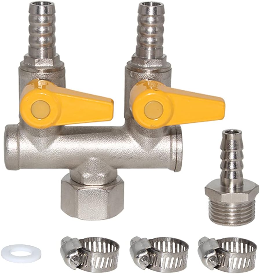 Amazon.com: Hooshing Brass 3 Way Shut Off Valve 3/8" Hose Barb 2 Switch ...