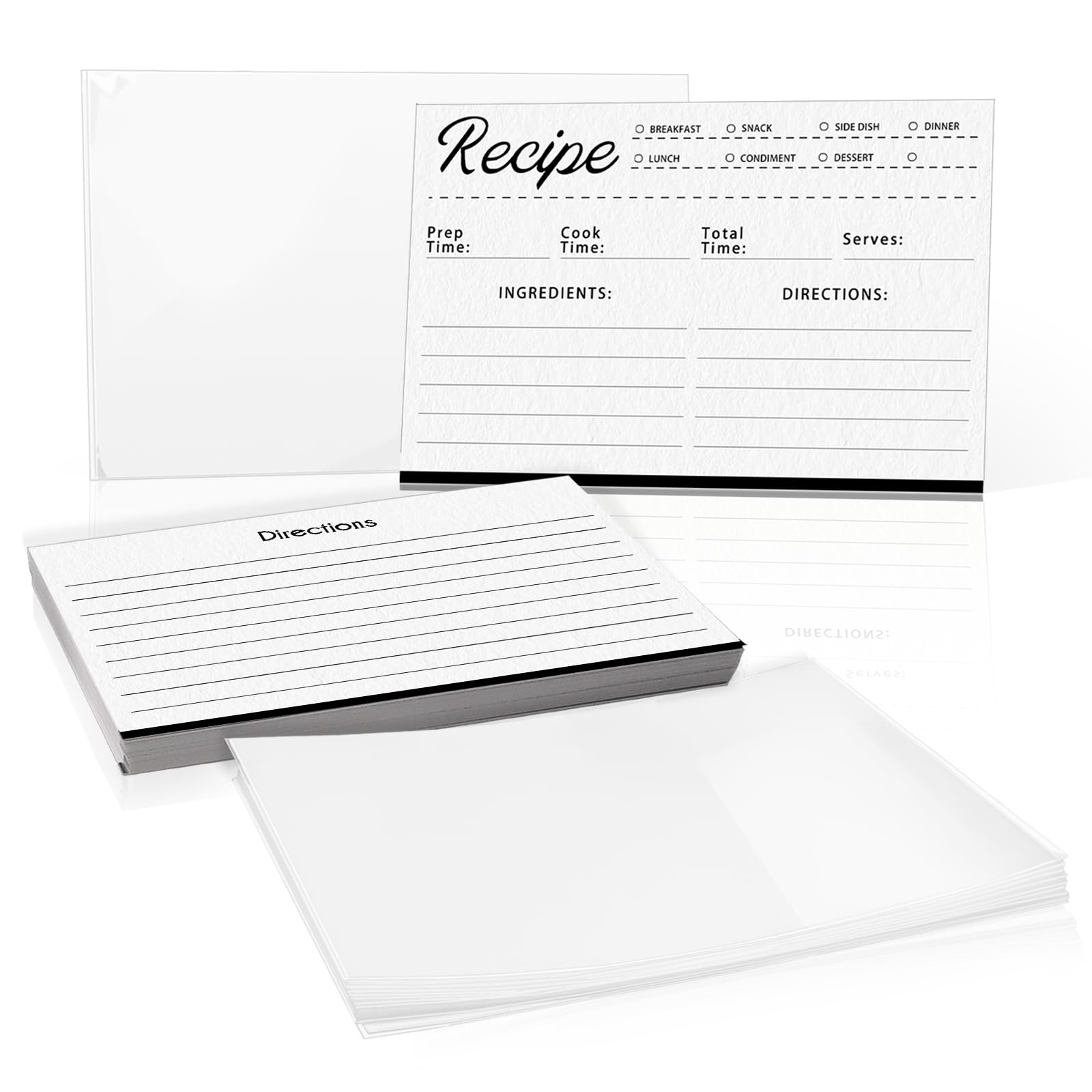 Amazon.com: 100 Pcs 4x6 Double-Sided Recipe Cards with Plastic Sleeves ...