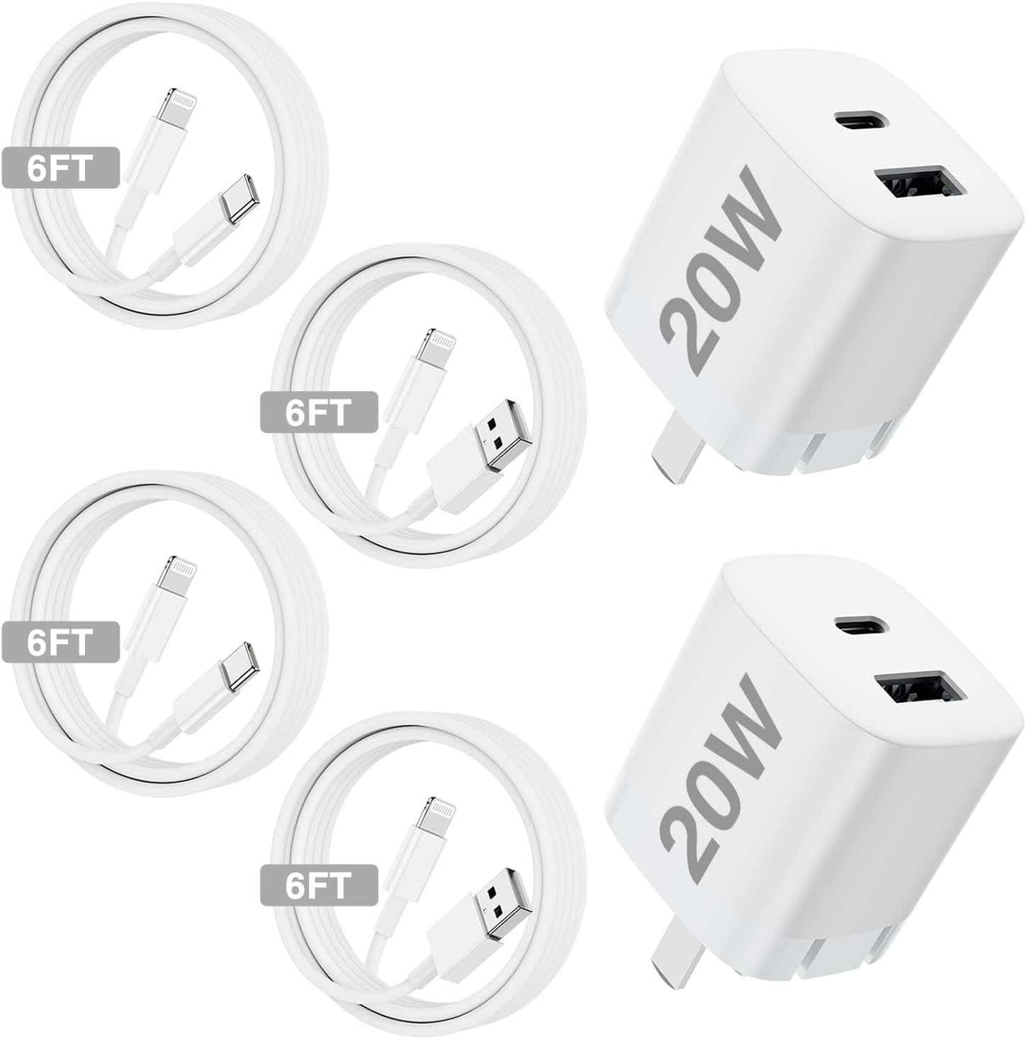 Amazon.com: 2 Pack USB C Charger, 20W PD Quick Charger Cube Block Dual ...