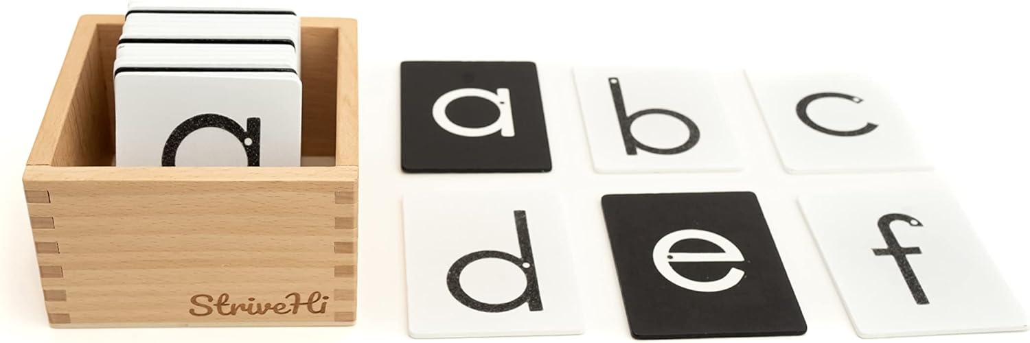 Amazon.com: Montessori Sandpaper Letters Set | Black & White Lowercase ...