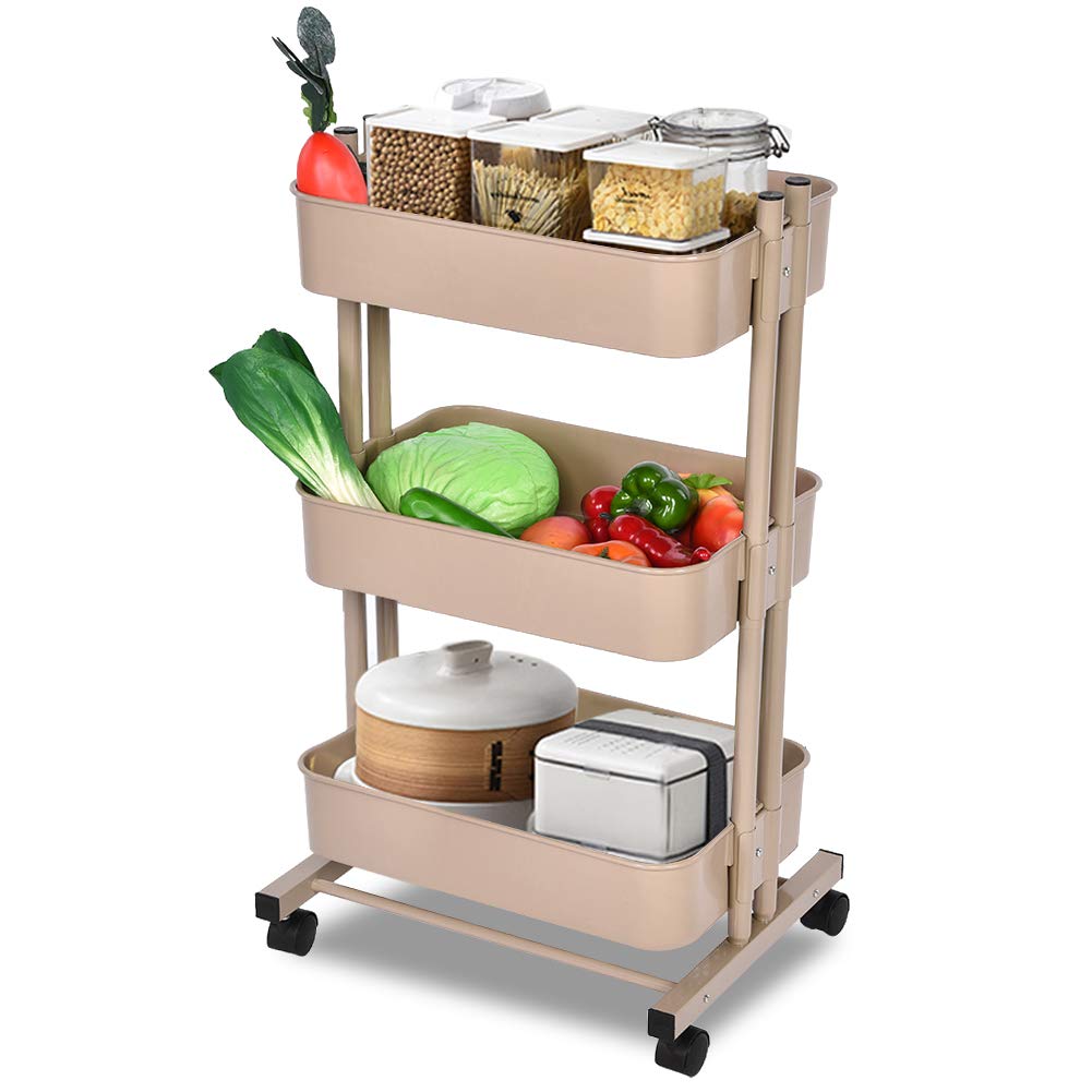Buy 3 Tier Rolling Cart, Triple Layers Utility cart Organizer Cart on ...