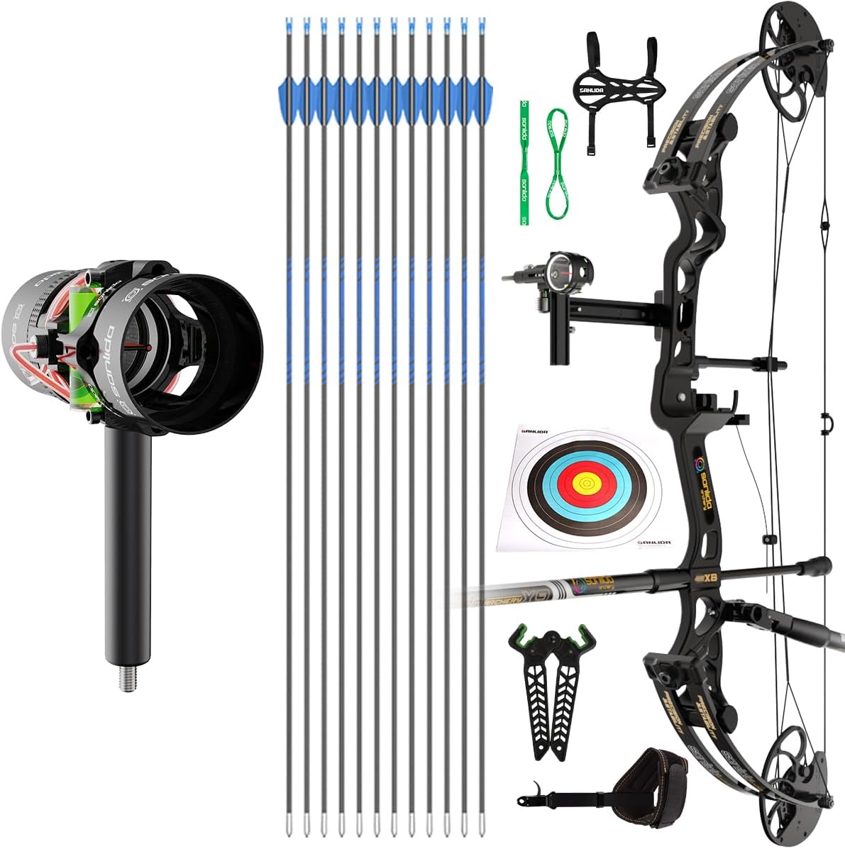 Amazon.com : Sanlida Archery Hero10 Scope(8X) and Hero X8 Junior ...