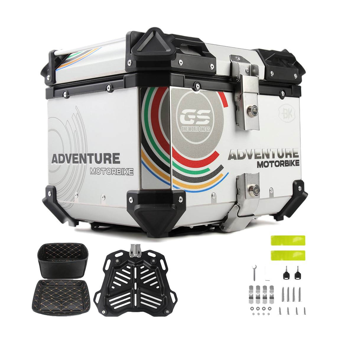 Amazon | バイク用リアボックス リアボックス バイクABSリアボックス大容量 【36L/45L/55L/65L】取り付けベース付き 軽量 ース バイク用バイクケース 鍵2本付 四角 ...