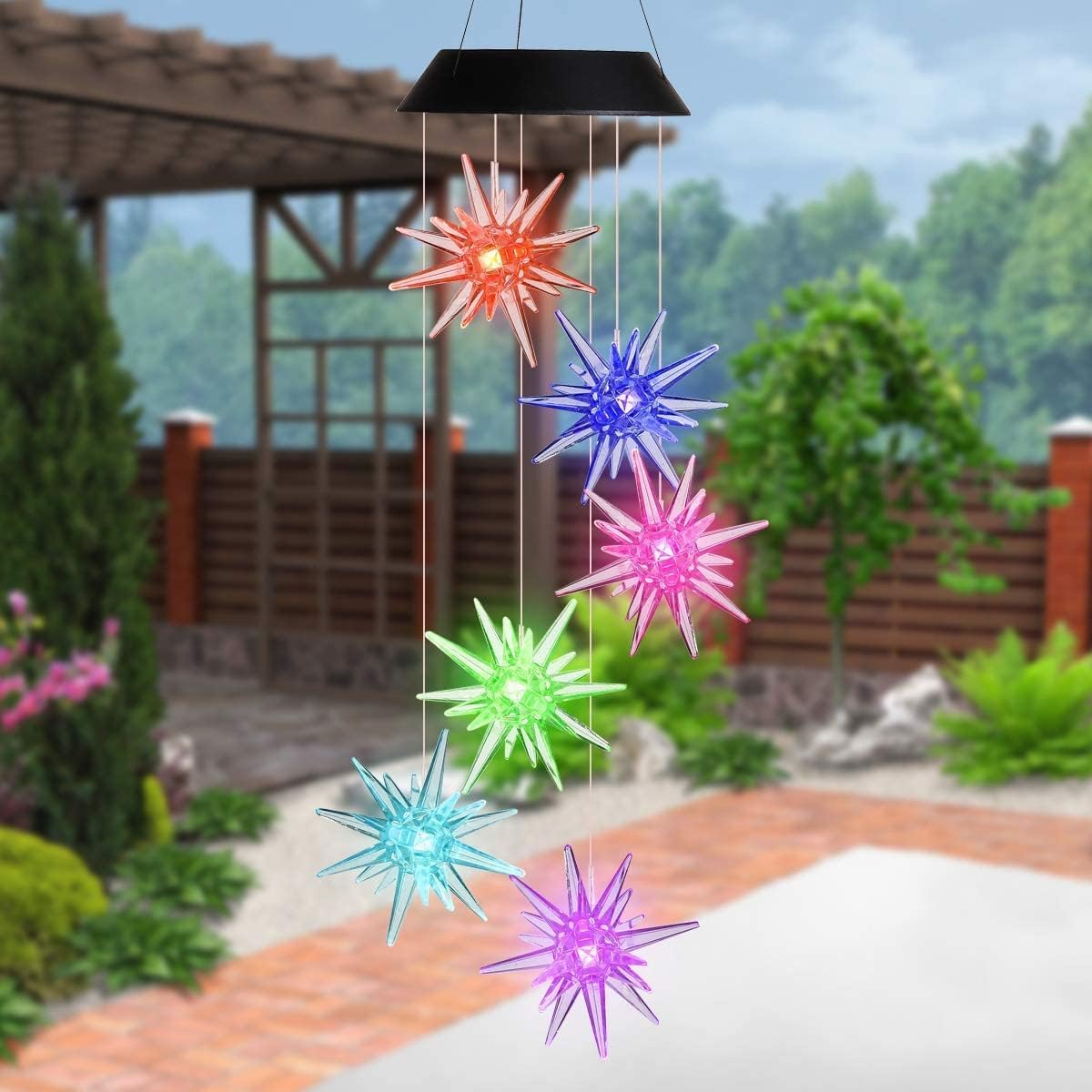 Amazon.com : Roying Solar Hummingbird Wind Chimes-Hanging Solar Lights ...