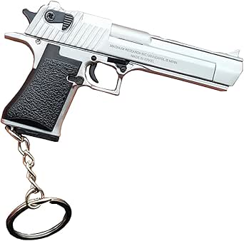 Idoylanky Mini Gun Keychain Accessories, Silver Tiny Keychain Guns ...