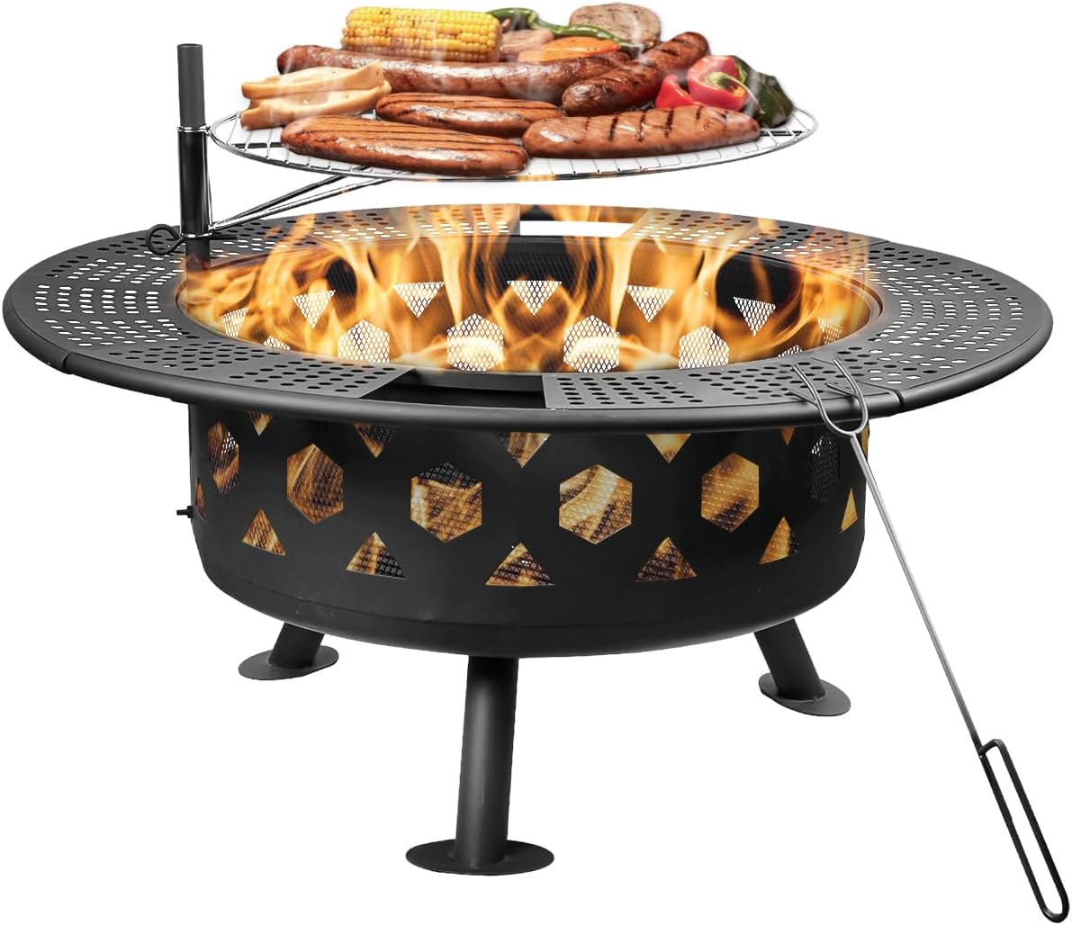 Amazon.com : OUTDOOR DIAMOND 30 Inch Fire Pit, Cast Iron Fire Pits for ...