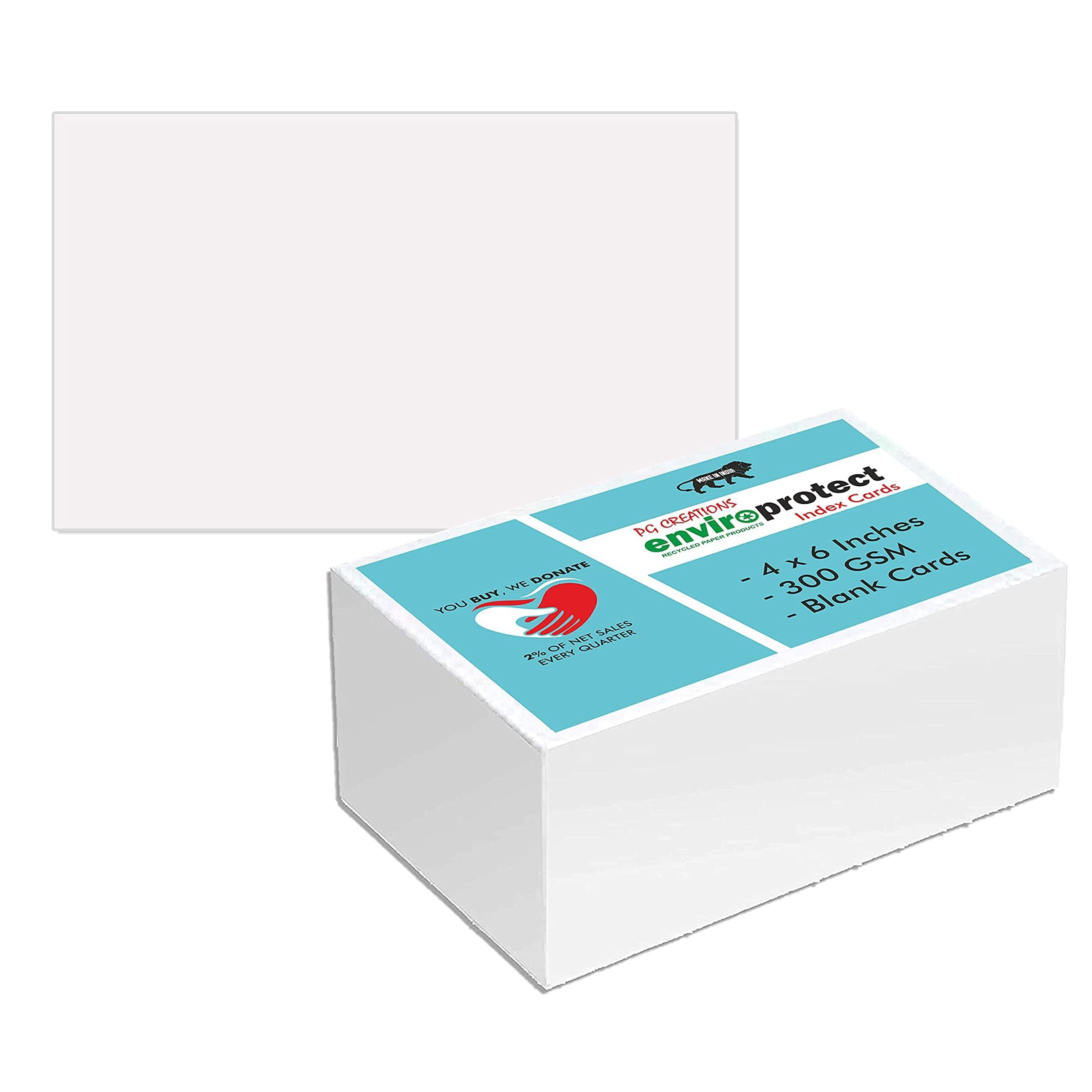 PG Creations Unruled Index Flash Cards, Blank Plain, 4x6 Inch, Large ...