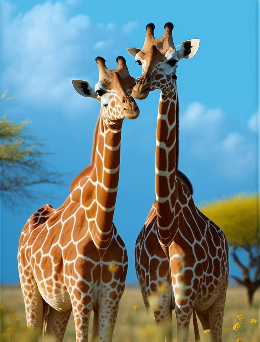 Two Giraffes In Love