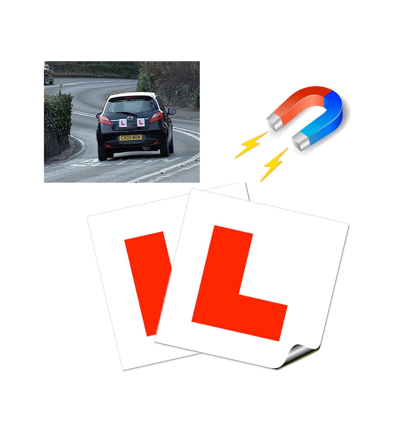 2 x Fully Magnetic Exterior Car New Learner Driver L Plates - Secure ...