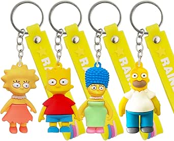 Tomicy The Simpsons Keyring Cartoon Keychain Pendant 4 Pcs Simpson Key ...
