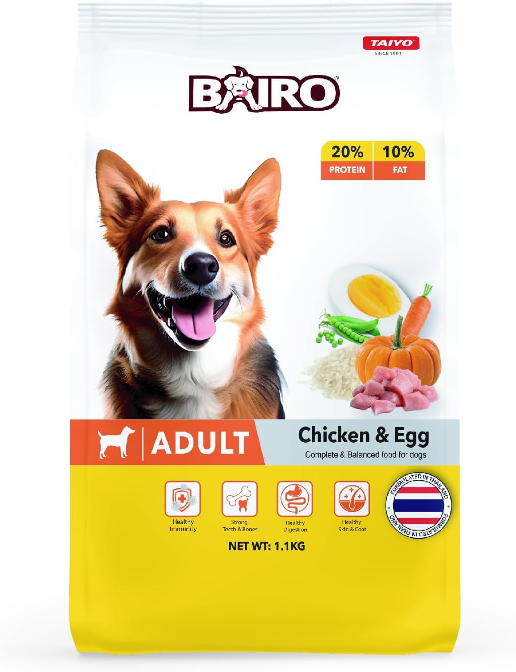Bairo Chicken & Egg Recipe, Adult Dog Food Complete and Balanced for ...