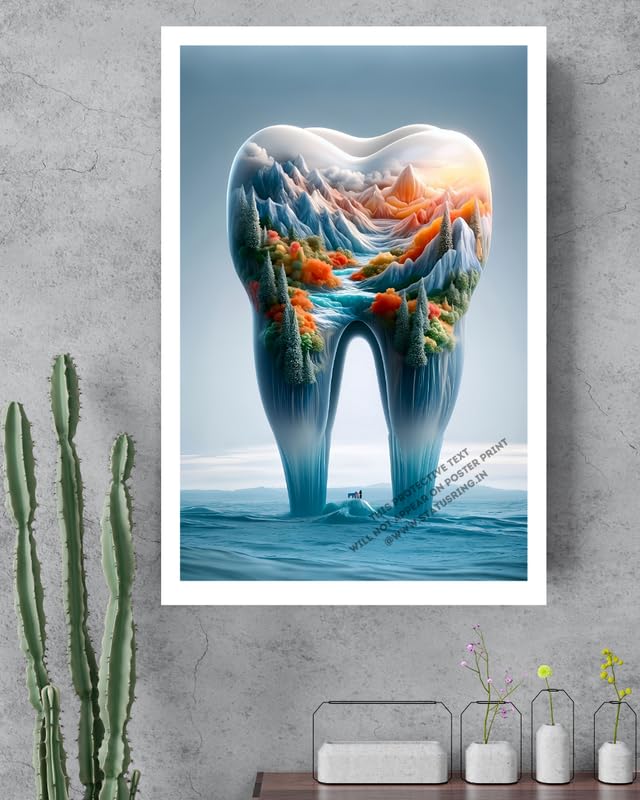 Ocean and mountains Tooth Dental art Dental Clinic poster without frame ...