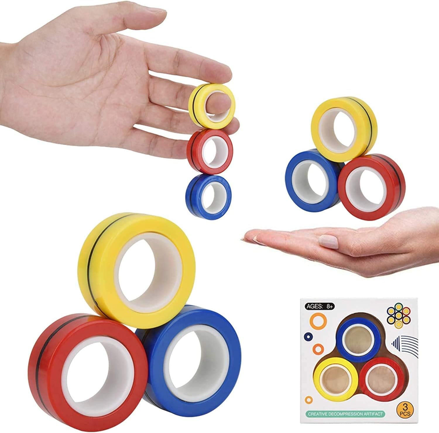 Magnetic Fidget Rings, Magnetic Rings Fidget Toy, Set of 3, Fidget ...