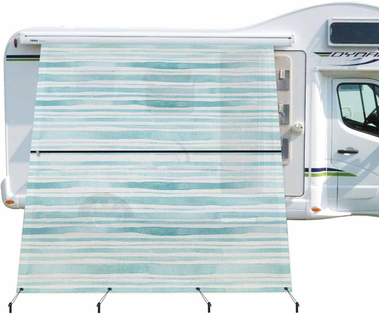 Amazon.com: RV Awning Sun Shade Screen Watercolor Teal Stripes ...