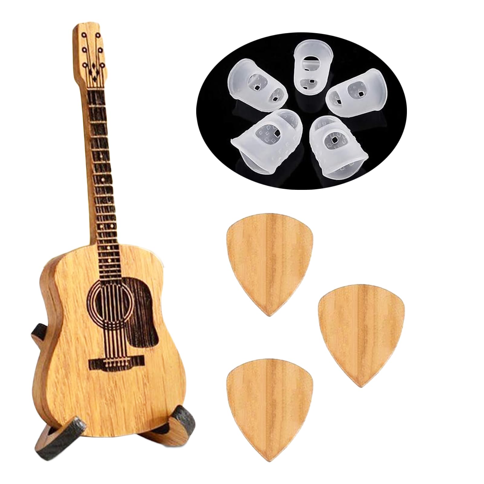 Amazon.com: Wooden Guitar Pick Holder with Stand, Guitar Pick Box, 3PCS ...