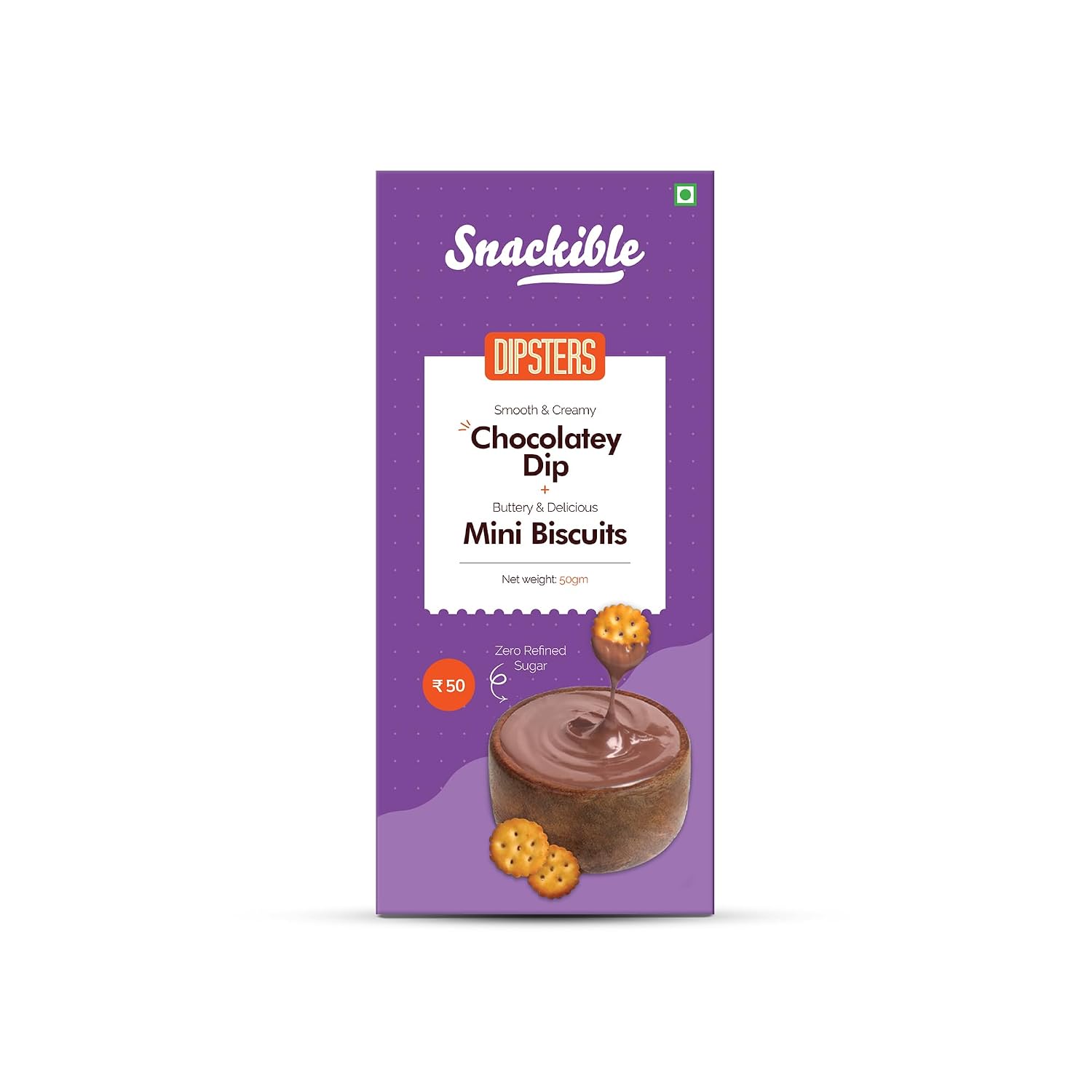 Snackible Dipsters Chocolate Dip with Waffle Chips (Pack of 12 ...